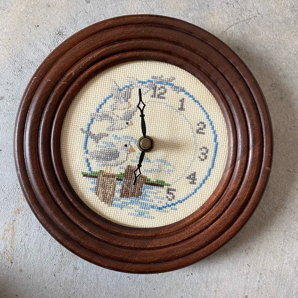 Accents | Vintage Needlepoint Seagull Wall Clock | Poshmark